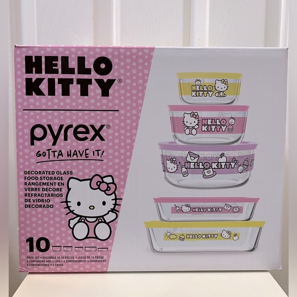 Pyrex | Kitchen | Nib Pyrex Hello Kitty Glass Food Pc Storage Set ...